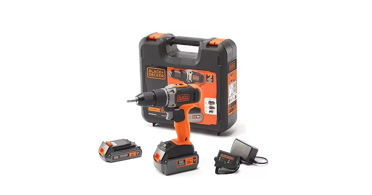 Black & Decker Stanley BCD003MEM2K-QW B+D 18v HD 2.0&4.0Ah Bat 1A Char ...