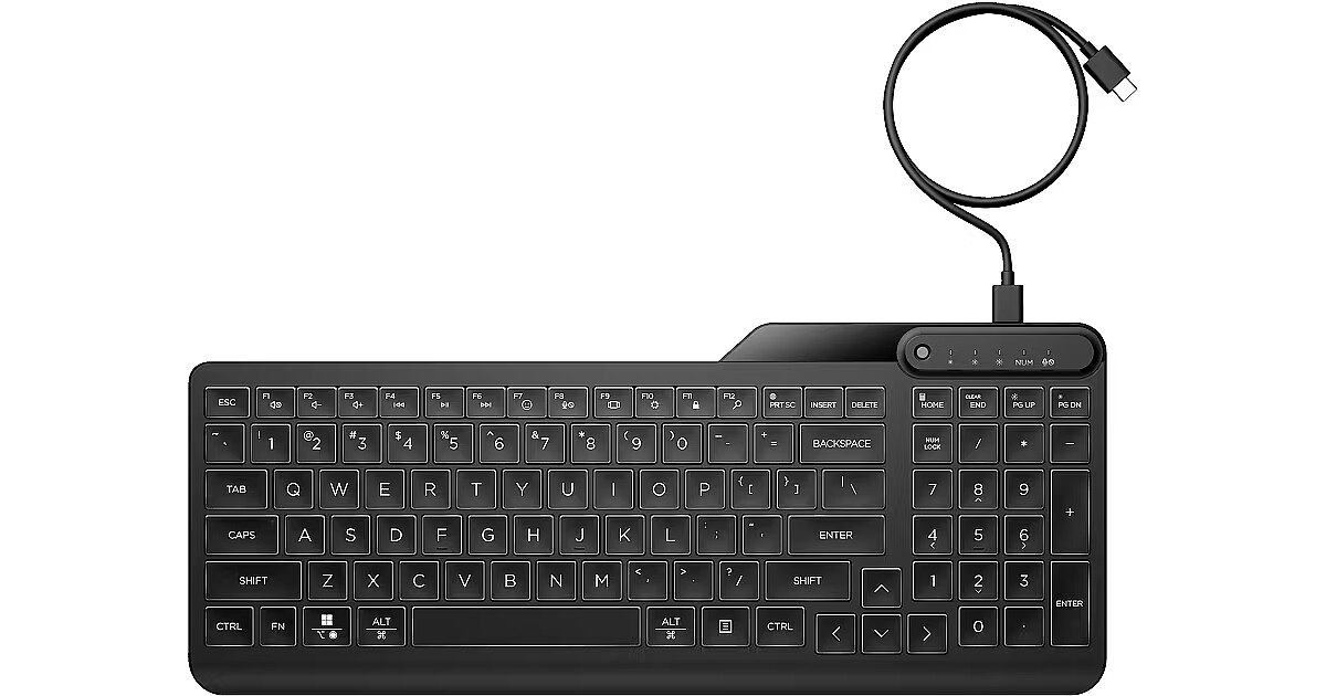 Hewlett Packard 400, Backlit Wired Keyboard, US (7N7C0AA#ABB)