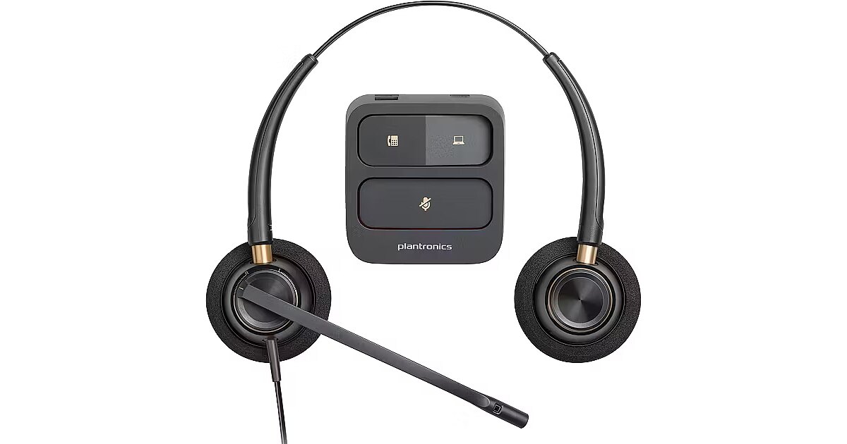 Hewlett Packard Poly EncorePro 520 Binaural Headset +Quick Disconnect ...