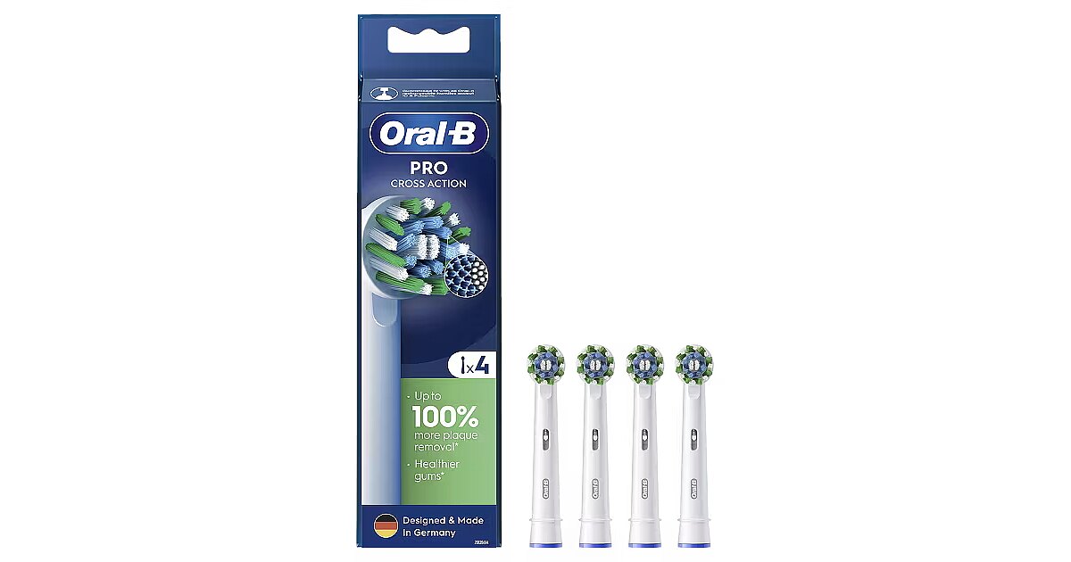 Braun toothbrush heads Cross Action Pro, 4pcs, White (EB50RX-4)