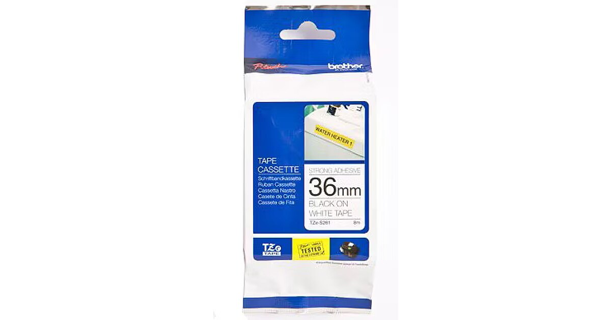 Brother Tape Brother 36mm BLACK ON WHITE ADHESIVE TAPE (TZES261)
