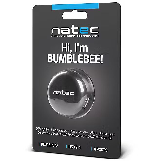 Natec Hub USB 4 port Bumblebee USB 2.0 black (NHU-1330)