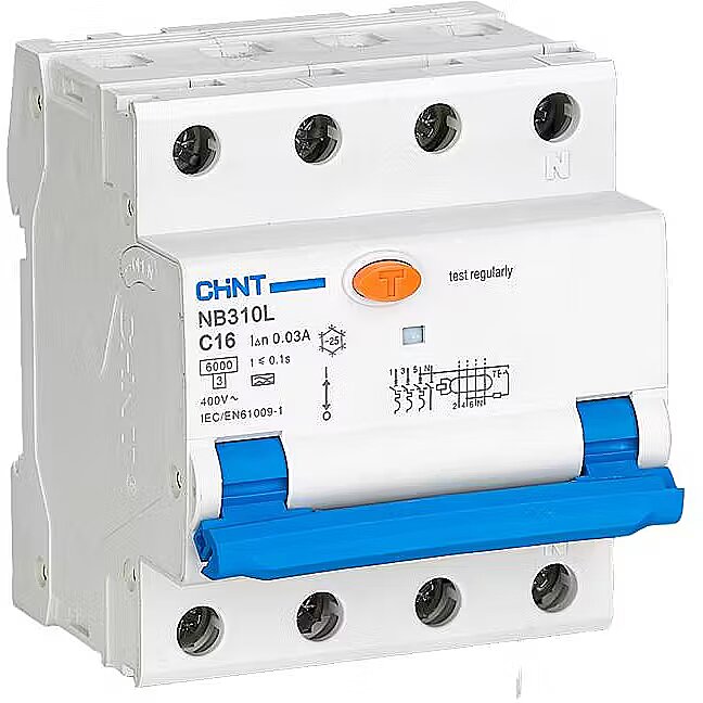 Chint Circuit breaker RCBO, NB310L/3N, 3P+N, C20, 30mA, A, 6kA (NB310L3PN30MAA20C)