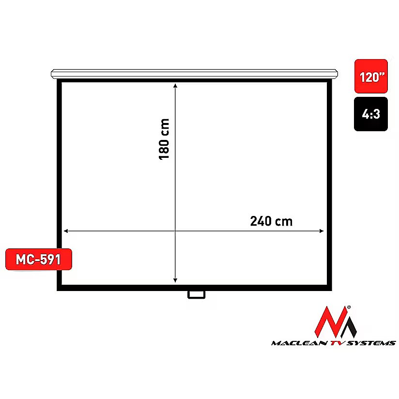 Maclean MC-591 Projection Screen, 120" 4:3 (MC-591)