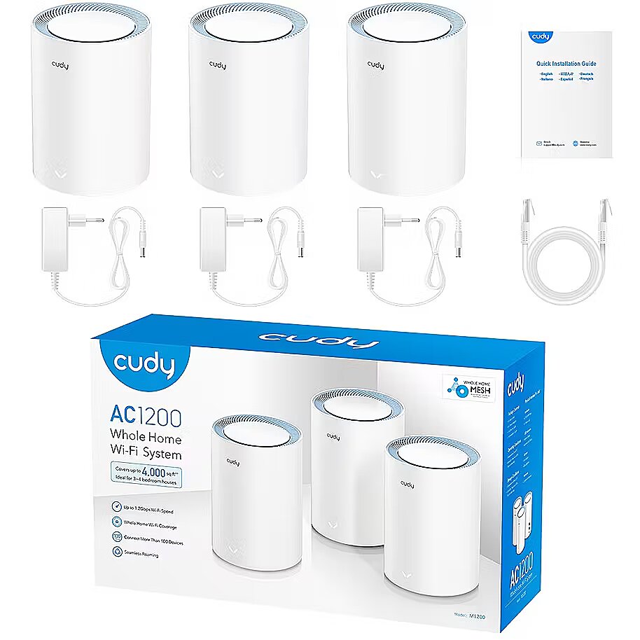 Cudy System WiFi Mesh M1200 (3-Pack) AC1200 (M1200(3-Pack))