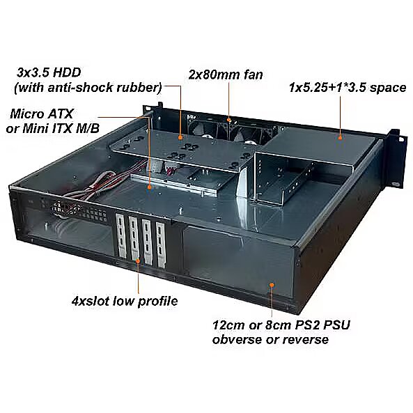 Techly Industrial Chassis Rack 19" 2U, Black (101980)