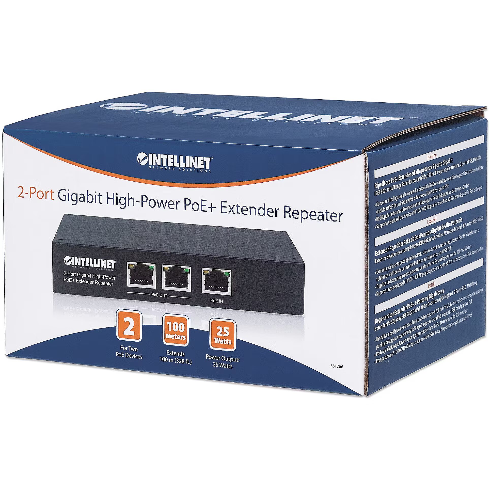 Manhattan INTELLINET 2 Port Gigabit PoE+ Extender (561266)