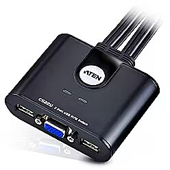 Aten CS22U 2-Port USB KVM Switch, Remote port selector, 0.9m cables ...