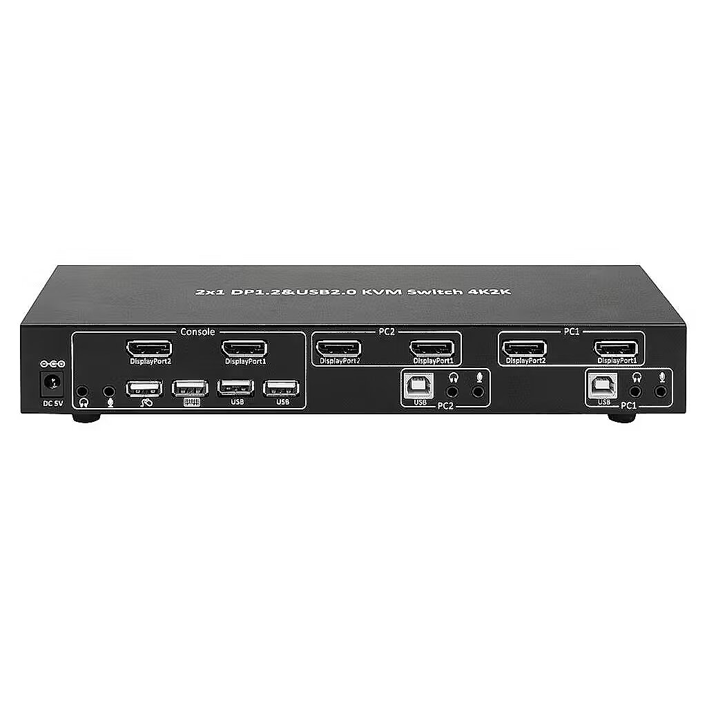 Techly 2 port DisplayPort USB Dual monitor KVM Switch 2x1 With Audio Techly 2 port DisplayPort USB Dual monitor KVM Switch 2x1 With Audio