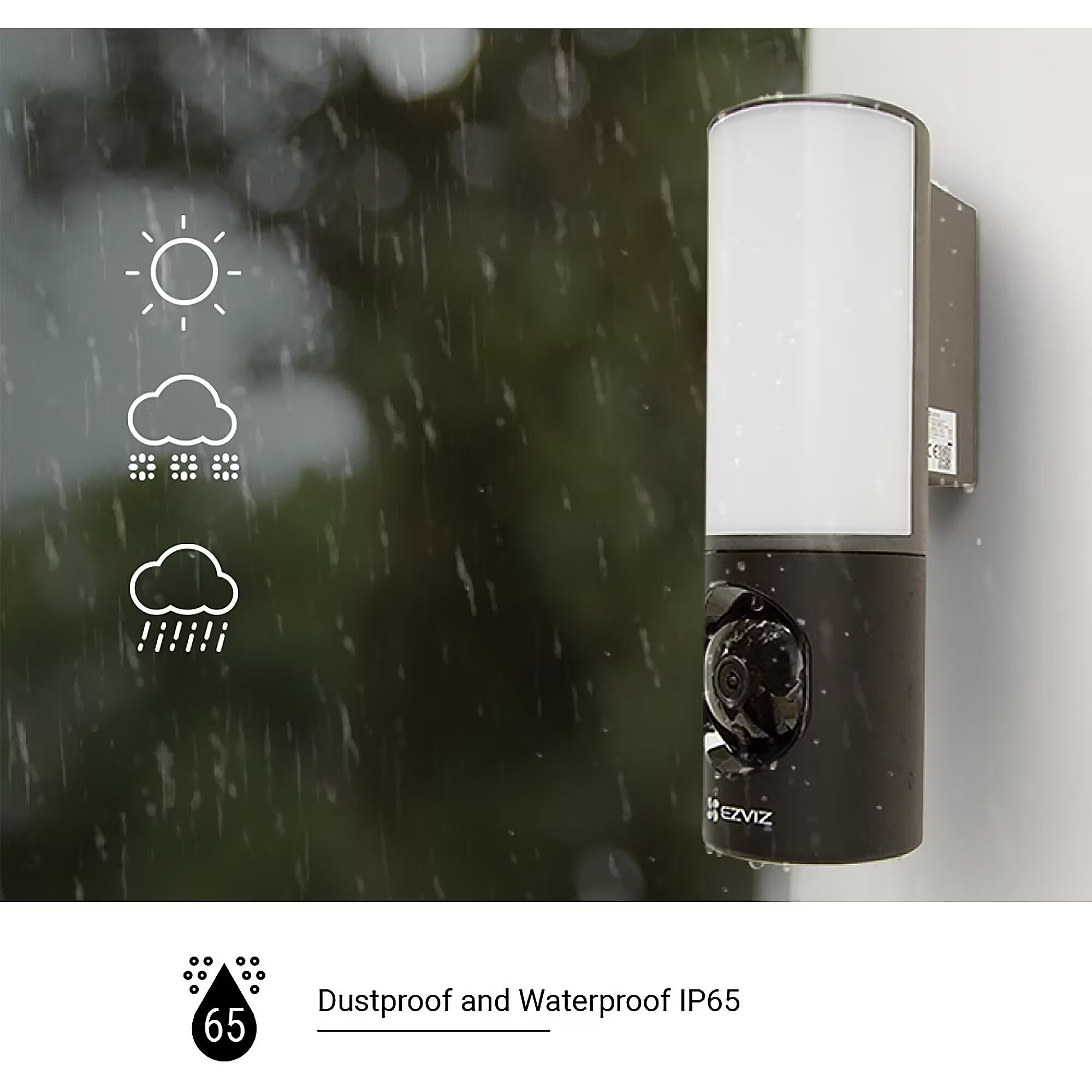 EZVIZ Wall-Light Camera, 1440p, 4MP, 2.8mm, App, Black & White ...