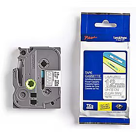 Brother TZE-135 LAMINATED TAPE 12MM 8M WHITE ON CLEAR (TZE135)