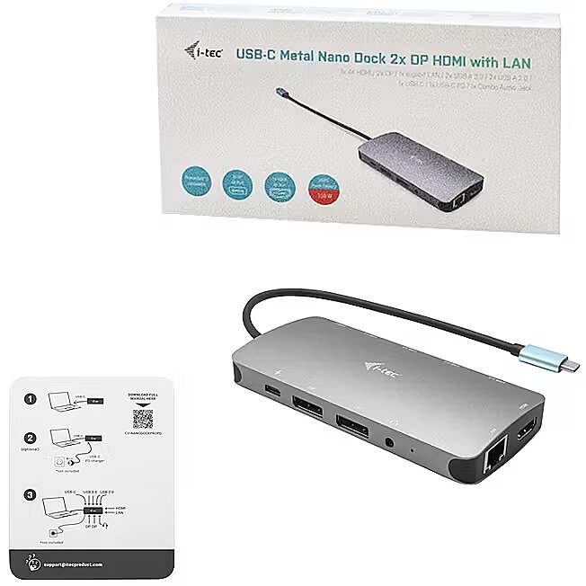 i-tec USB-C NANO DOCK 3X LCD DOCK ST. 2X DP 1X HDMI PD 100W ...