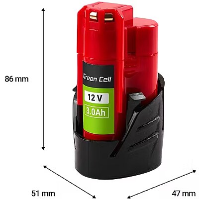Green Cell Battery for Milwaukee M12 12V 3Ah replacement M12 B3 ...