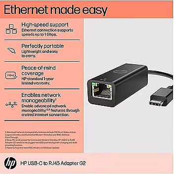 Hewlett Packard HP USBC TO RJ45 ADAPTER G2 . (4Z527AA)